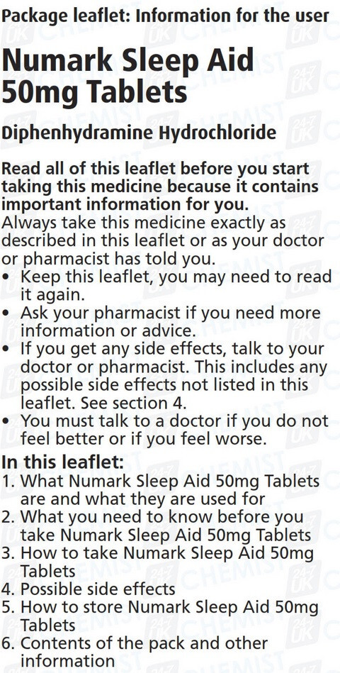 Numark Sleep Aid 50mg - 20 Tablets | eBay UK