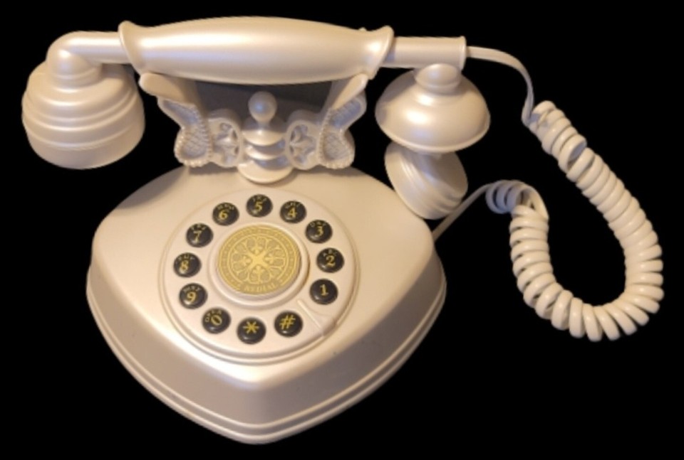 Vtg Working Push Button Toy Telephone French Princess Style Purple ...