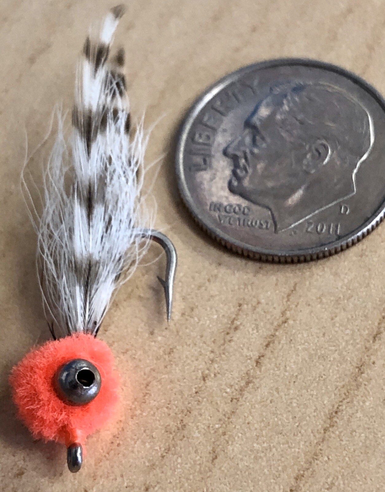 MINI PUFF FLATS FLY. BONEFISH, PERMIT. #6 HOOK, ORANGE. SALTWATER FLY ...