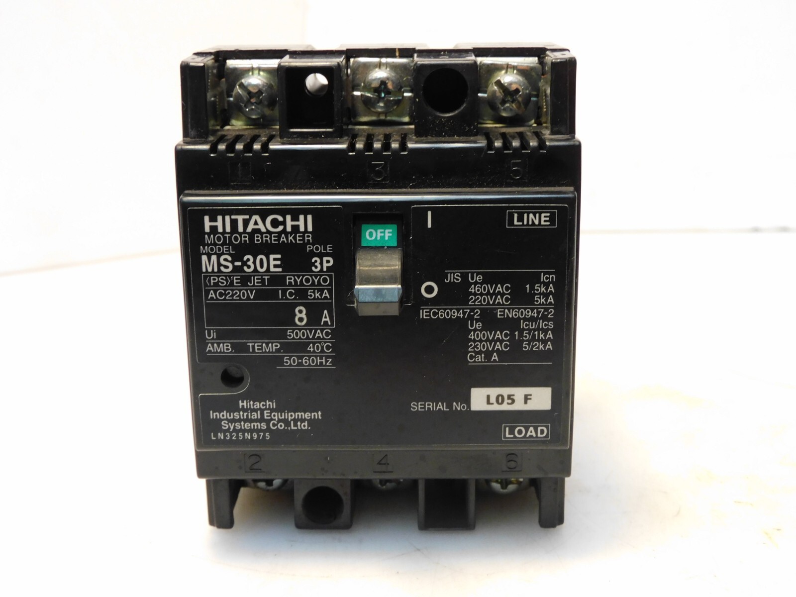 HITACHI MS-30E MOTOR BREAKER 3P 8A 460V | eBay