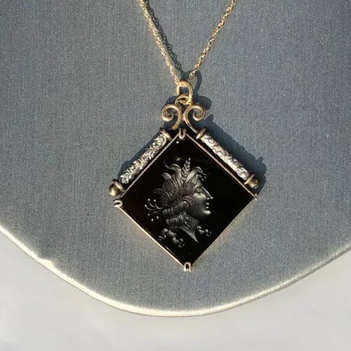 Antique Victorian 14K Yellow Gold Carnelian Intaglio Pendant Demeter ...