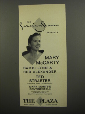 1953 The Plaza Hotel Ad - presents Mary McCarty Bambi Lynn & Rod ...