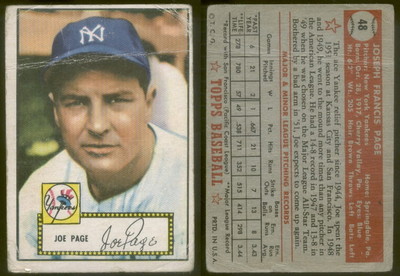 (3857) 1952 Topps 48 Joe Page-Page Red Back Yankees - GD | eBay