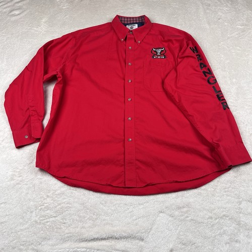 Wrangler PBR Shirt Mens 2XL Red Rodeo Big Embroidered Logo Button Up ...