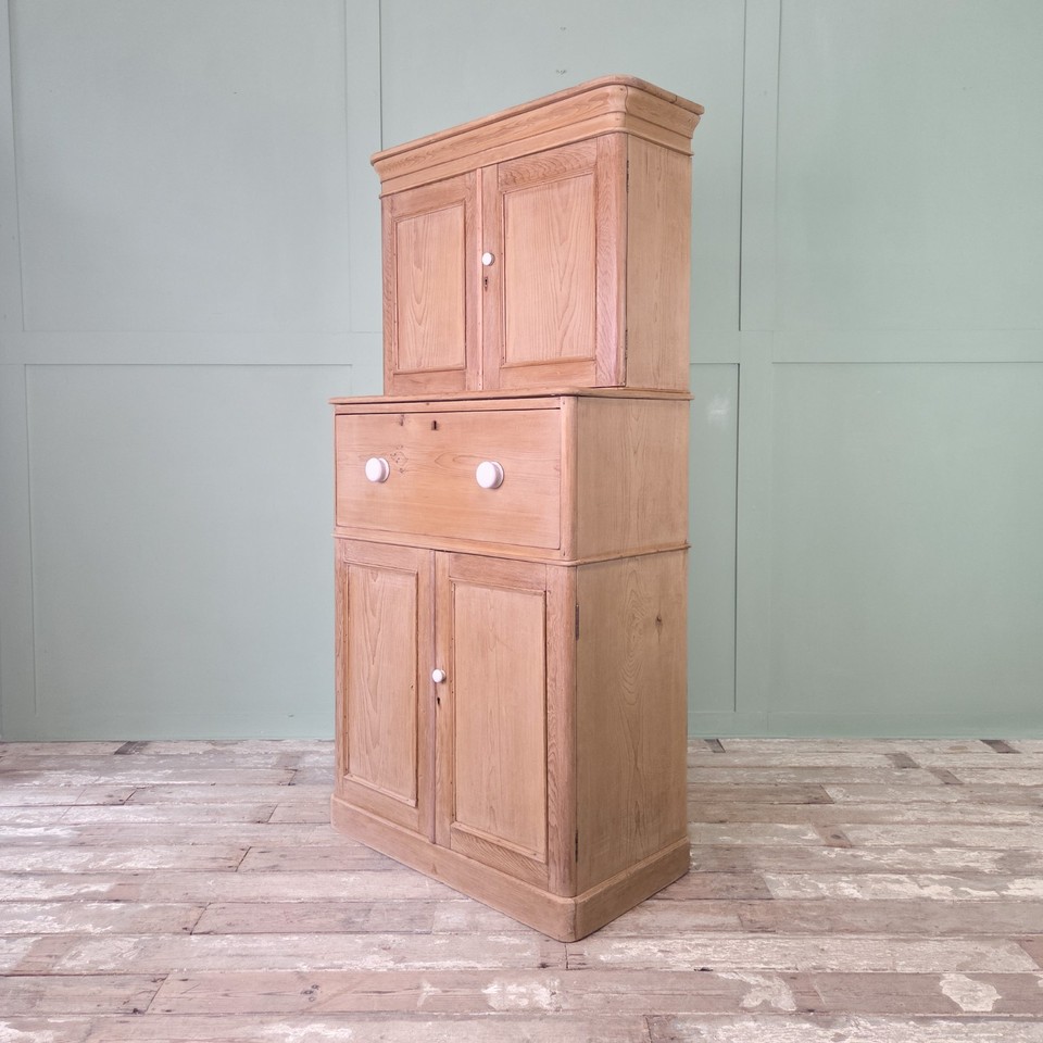 Antique Pine Cupboard Stamped Heals | Small Housekeeper's Cupboard ...
