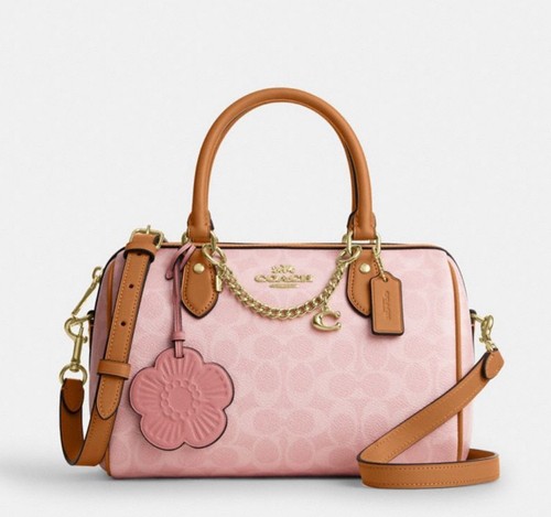 ️ COACH Rowan Satchel Bag Signature Canvas CEA18 Powder Pink 2way ...