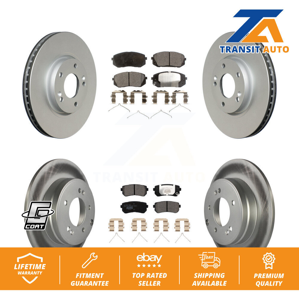 Front Rear Coated Disc Brake Rotors And Ceramic Pads Kit For Hyundai ...