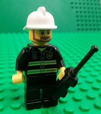 *NEW* Lego Fireman Minifigure Person Fig Man Station w White Fire ...