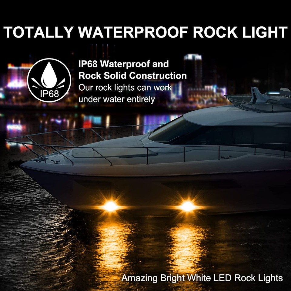 OFFROADTOWN-4 Pods Amber LED Rock Lights Kit Underglow for Car Truck ...