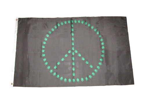 3x5 Weed Leaf Peace Symbol Marijuana Reefer Premium Quality Flag 3'x5 ...