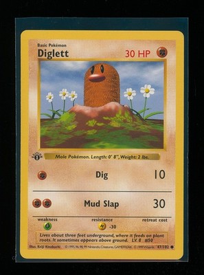 POKEMON 1st Edition Shadowless Base Set DIGLETT 47/102 Common LP ...