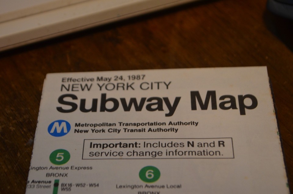 1987 New York City Subway Map MTA Metropolitan Transportation Authority ...