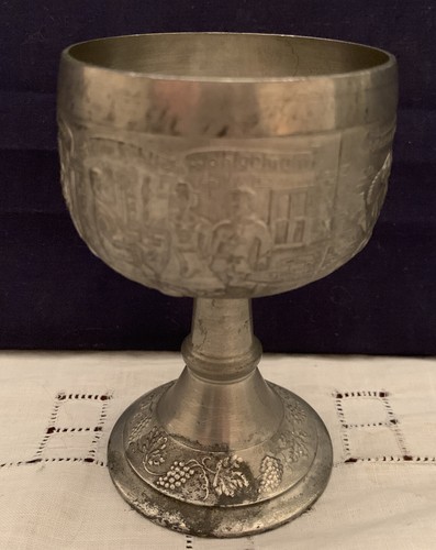 German Rein -Zinn BMF PEWTER WINE CHALUCE GOBLET Tavern Dancing Music ...