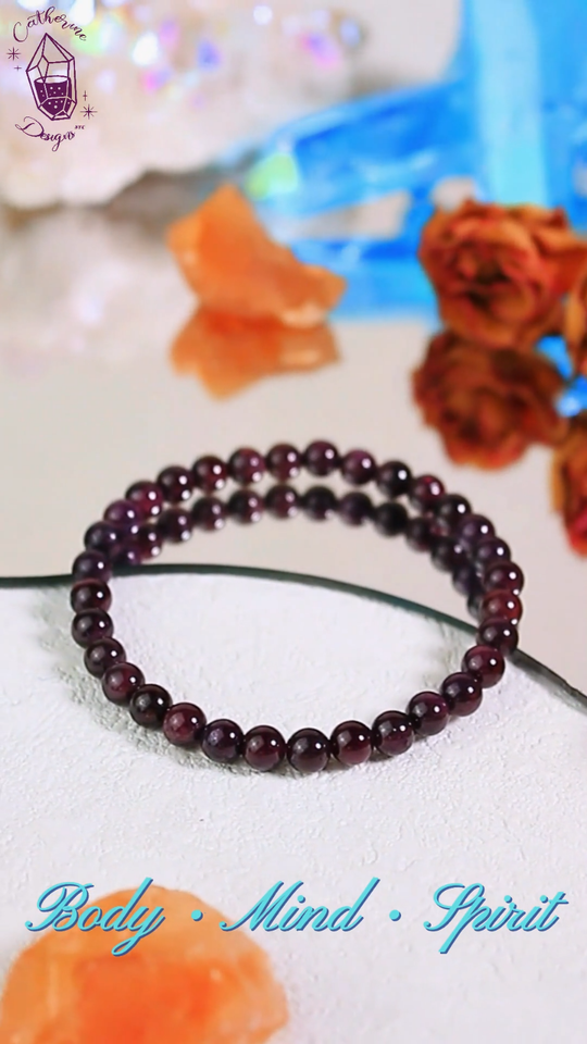 Natural Garnet Bead Healing Protection Women Stone Crystal Stretch ...