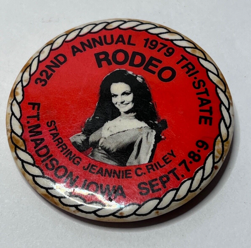 Ft. Madison Iowa 32nd Annual Rodeo Advertising Pin Back Button Jeannie ...