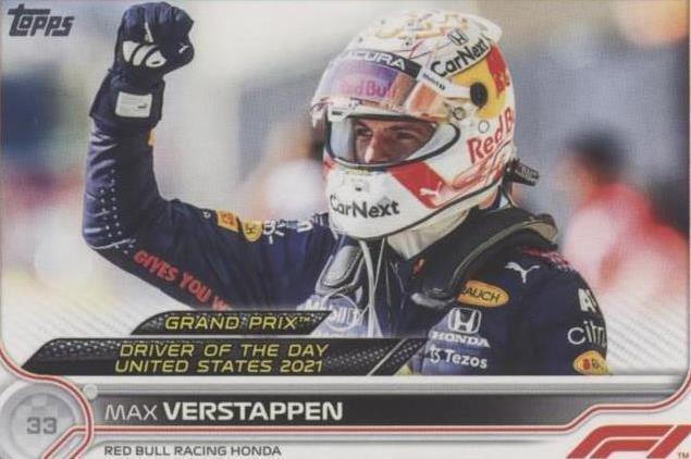 2022 Topps Formula 1 - Grand Prix Driver of the Day Max Verstappen #188 ...