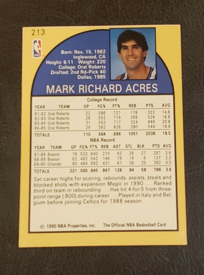 1990-91 NBA Hoops #213. Mark Acres | eBay
