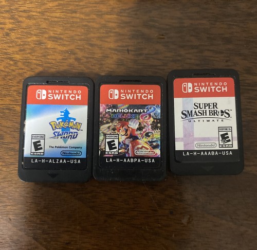 Nintendo Switch Game Lot Pokemon Sword Mario Kart Smash Bros cartridges ...