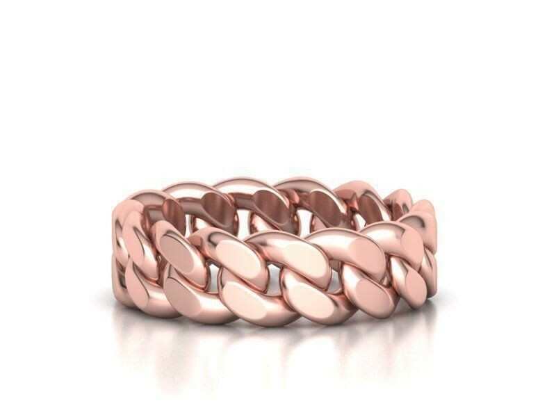 10K Solid Gold Cuban Link Chain Ring - Sizes 5.5 to 10 | eBay