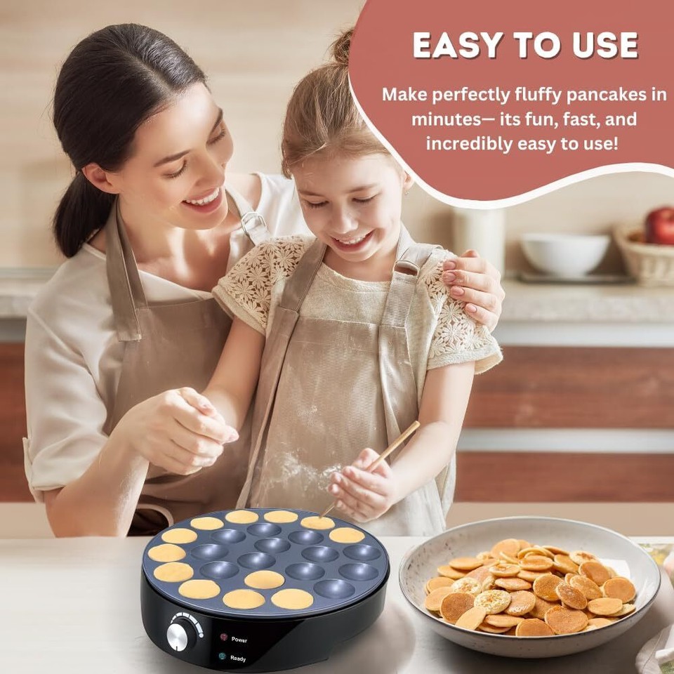 24PCS Mini Pancake Maker Machine, Nonstick Electric Dutch Pancakes ...