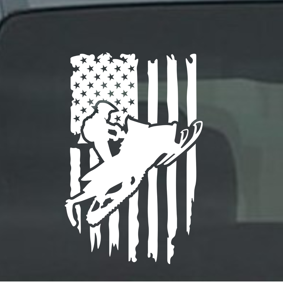 Jumping Snowmobile Flag Decal Stickers Truck Trailer Window Wall | eBay
