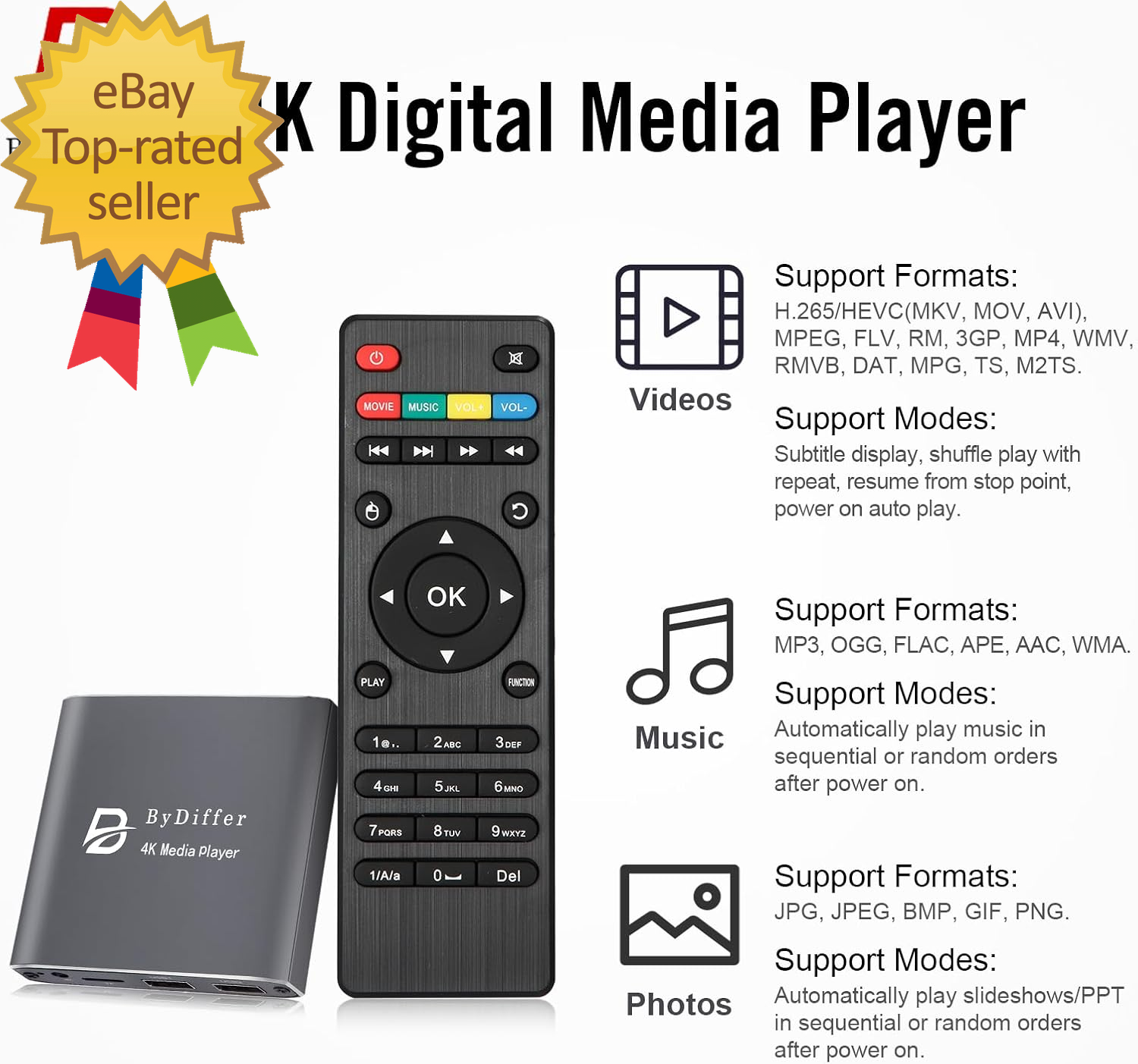 4K Ultra HD Digital Media Player TV MP4 Video Player for USB Drive ...