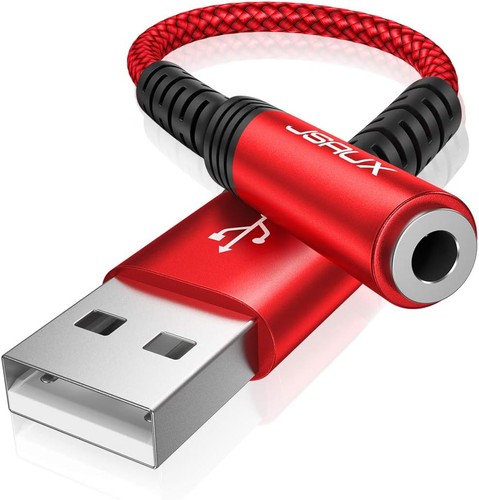 JSAUX USB to 3.5mm Jack Audio Adapter，USB Adapter, red | eBay