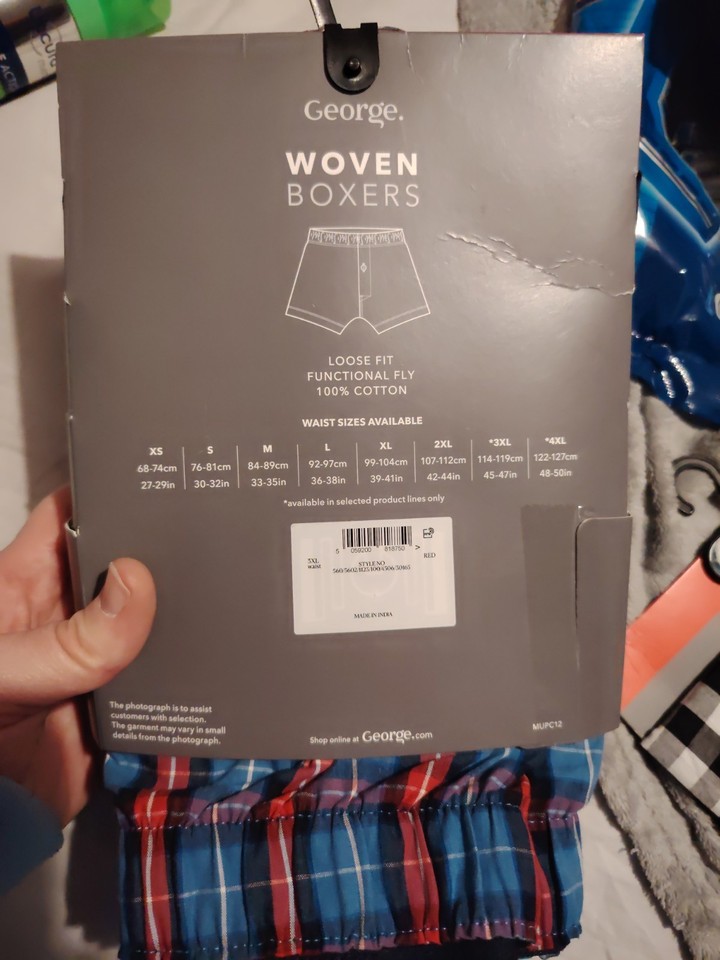 Brand New Men's Woven Boxer Shorts George 3xl 3 Pairs Underwear | eBay UK