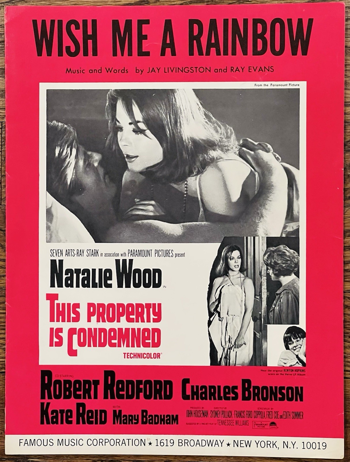 NATALIE WOOD / ROBERT REDFORD film THIS PROPERTY IS CONDEMNED sheet ...