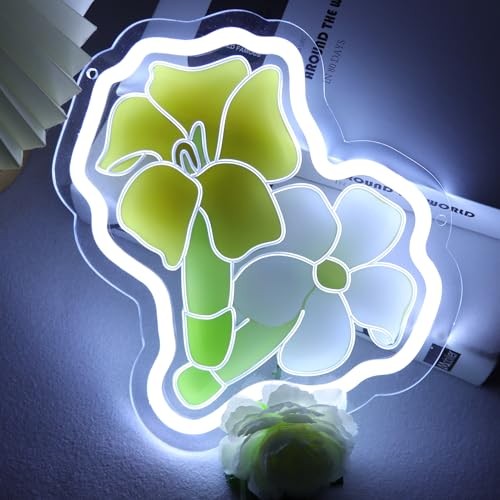 Flower Neon Sign for Wall Decor, Flower LED Signs With Dimmable Switch ...