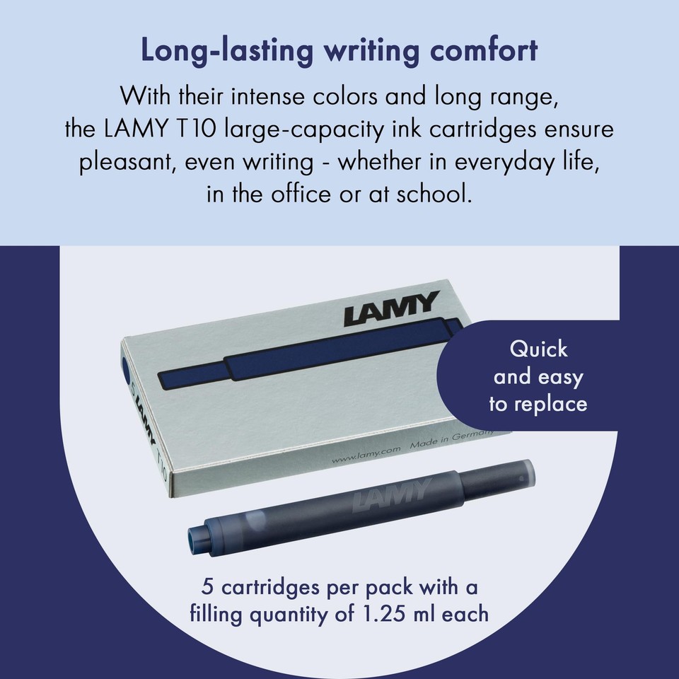 Lamy T10 Fountain Pen Ink Refills. Blue/Black 4 Boxes | eBay