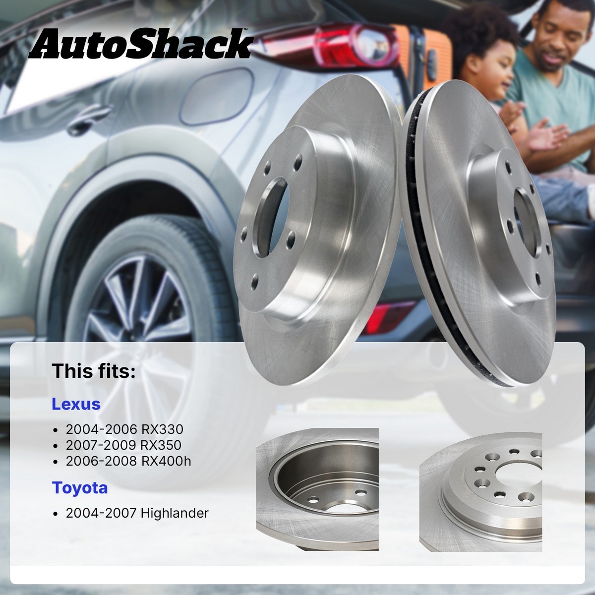 Rear Brake Rotors Pair 2 for Lexus RX350 RX400h RX330 Toyota Highlander ...