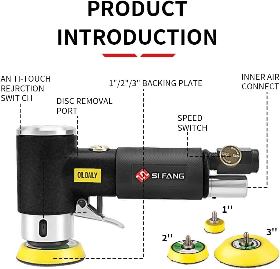 Mini Air Sander 1/2/3 Inch Small Orbital Sander for Auto Body Work, Mi ...