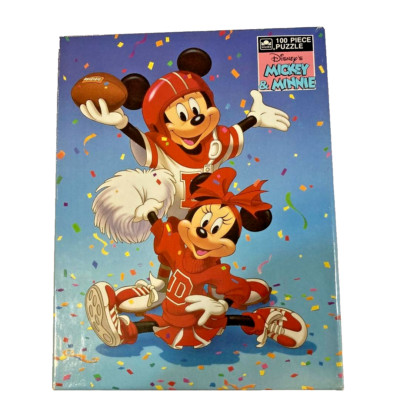 Disney's Mickey & Minnie Football Cheer 100 Piece Jigsaw Puzzle Vintage ...