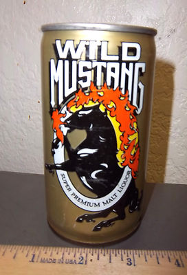 Wild Mustang beer can, super premium malt liquor, great graphics ...