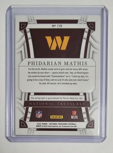 2022 Panini National Treasures - Rookie Signatures Phidarian Mathis ...