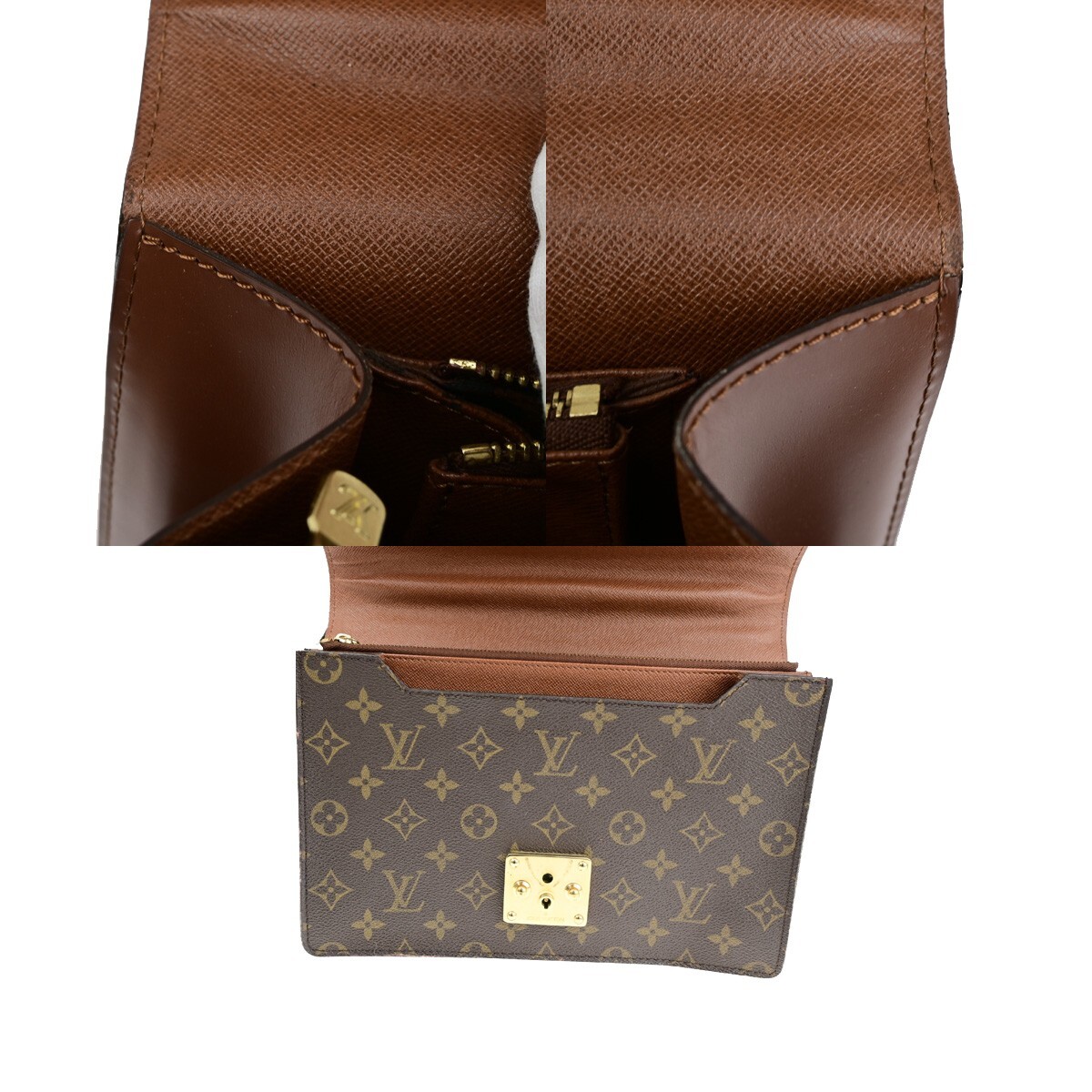 LOUIS VUITTON Concorde Hand Bag Monogram Leather Brown France M51190 ...