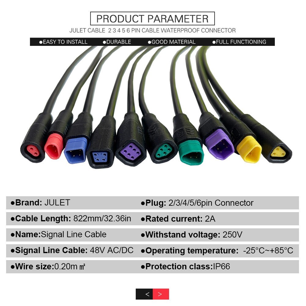 Higo Waterproof Connector 2 3 4 5 6Pin Cable Lead 1m E-bike Electric ...