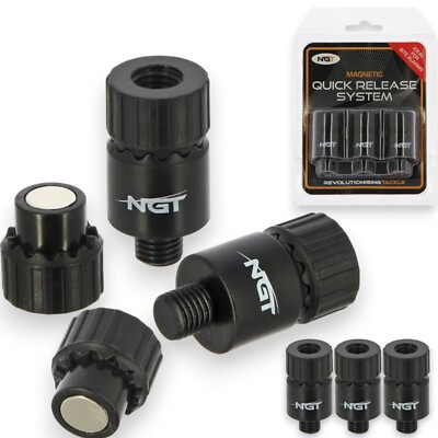 3 Pack NGT Magnetic Quick Release Connectors Bite Alarm Rod Rests Carp ...