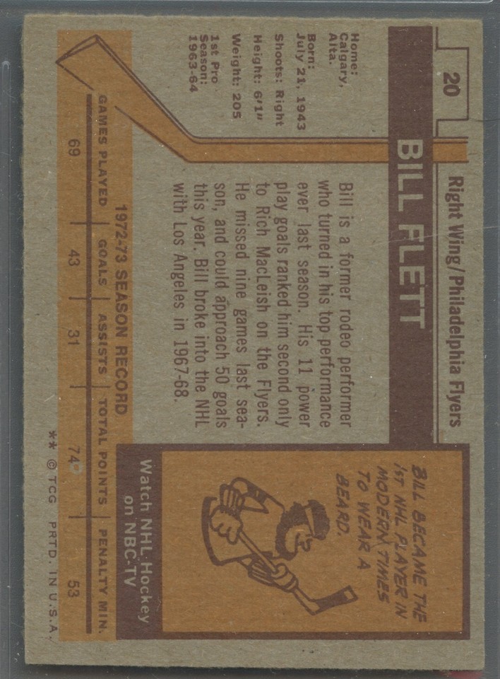 1973-74 Topps #20 Bill Flett Philadelphia Flyers NHL All-star, West | eBay