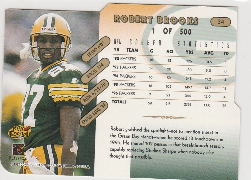 1997 Donruss Press Proofs Gold Die Cuts #34 Robert Brooks */500 049-L ...