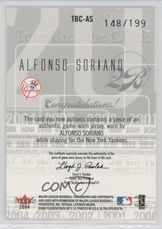 2004 Fleer Ultra Turn Back The Clock Jerseys Silver 148/199 Alfonso ...