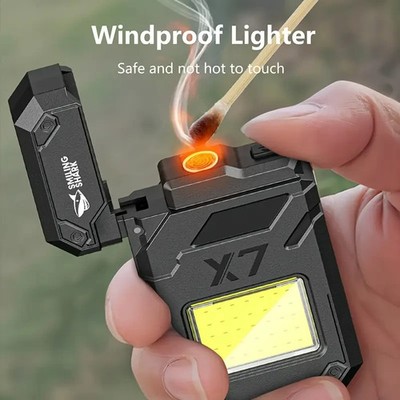 Smiling Shark 2-in-1 Flashlight & Electronic Lighter, USB Rechargeable ...