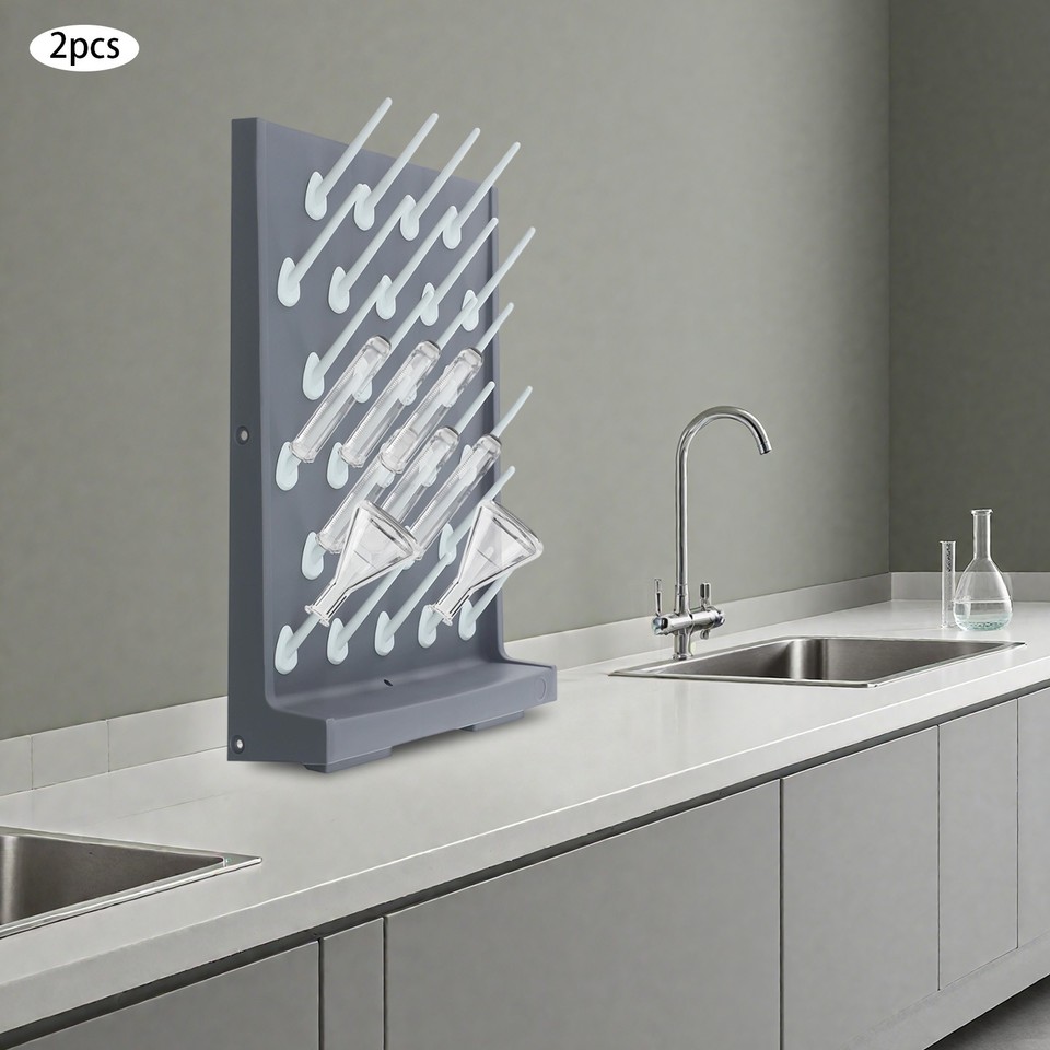 Lab Drying Rack 2pcs Bench-top/Wall-Mount Lab Glassware Dry Holder 27/ ...