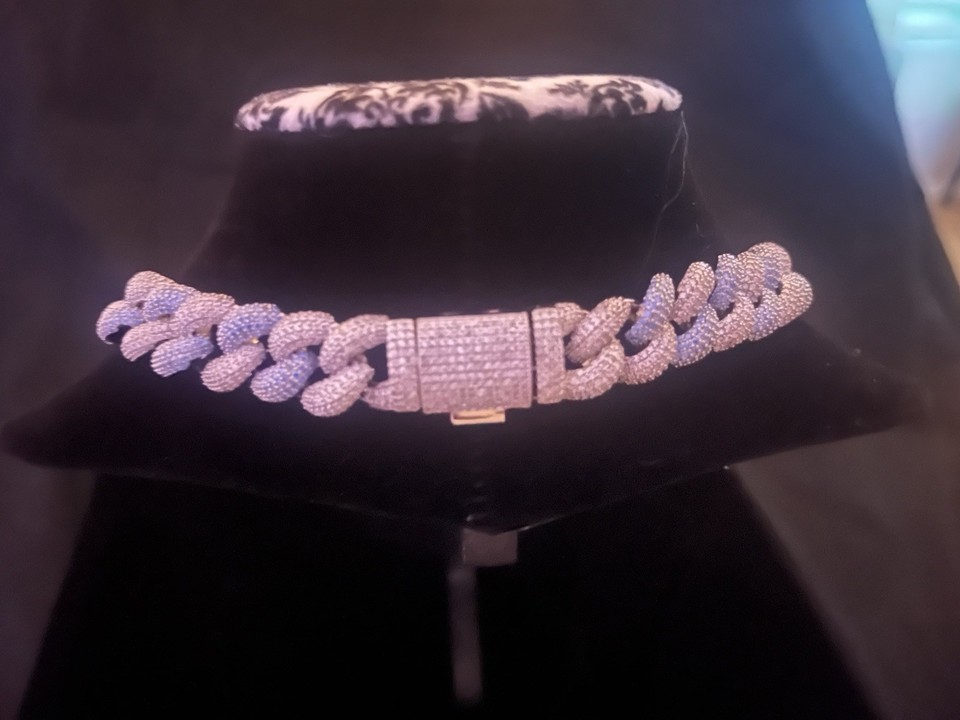 14mm ICED OUT 2 Tone Cuban Link CZ Diamond Chain White Gold Plated 22 ...