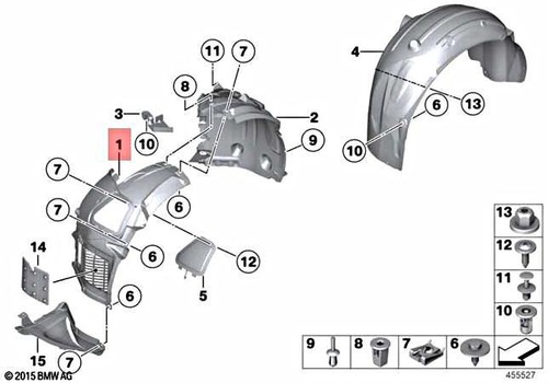 Genuine BMW F10 F10N F11 F11N Side Splash Shield Right Front OEM ...