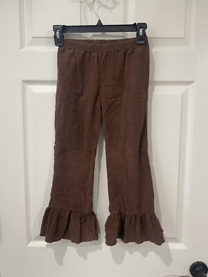 BB Blanke Boutique Girls Brown Ruffle Pants Size 10 Combed Cotton | eBay