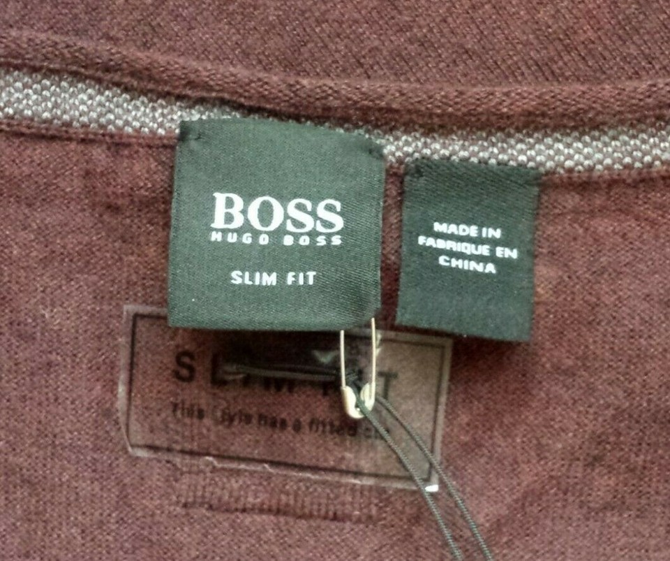 Hugo Boss Men Size 2XL Slim Fit Wool Blend V-Neck Sweater Patched ...