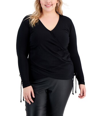 INC Plus Size Side-Ruched Top, Deep Black- Sz 2X | eBay