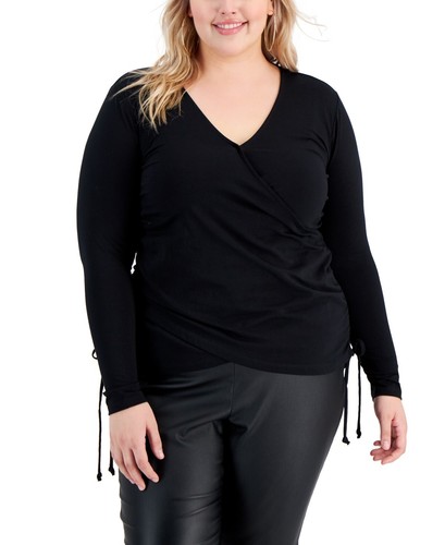 INC Plus Size Side-Ruched Top, Deep Black- Sz 2X | eBay